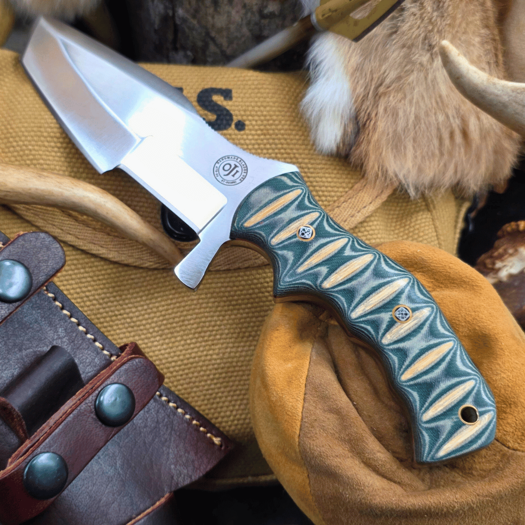 HYBRID TRACKER CHOPPER Hunting Camping Knife Micarta Handle - Oji Blades